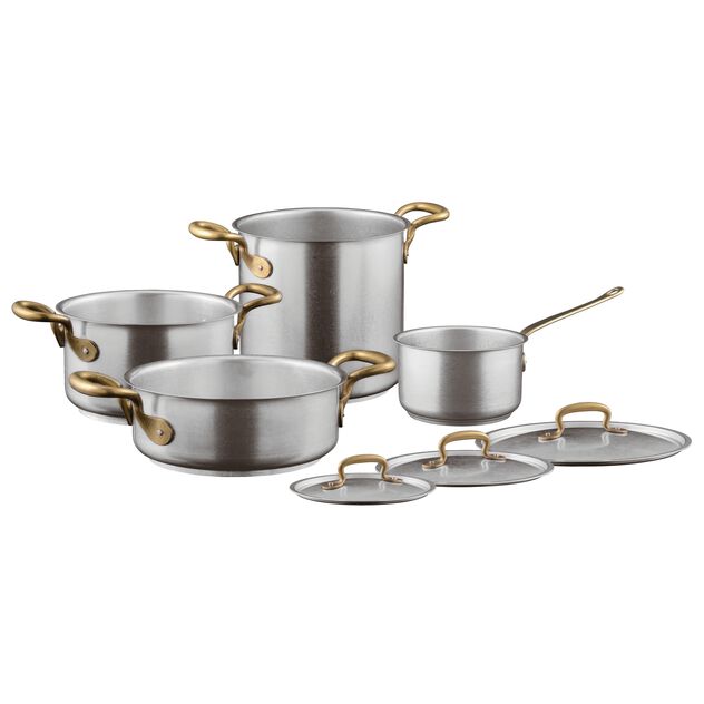 1965 Vintage, Stainless Steel, Brass | Cookware set 7 pieces – Emporean